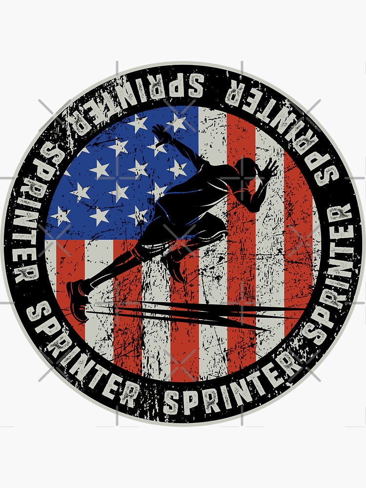 "Sprinter American Patriotic Flag Track And Field" Sticker by ...
