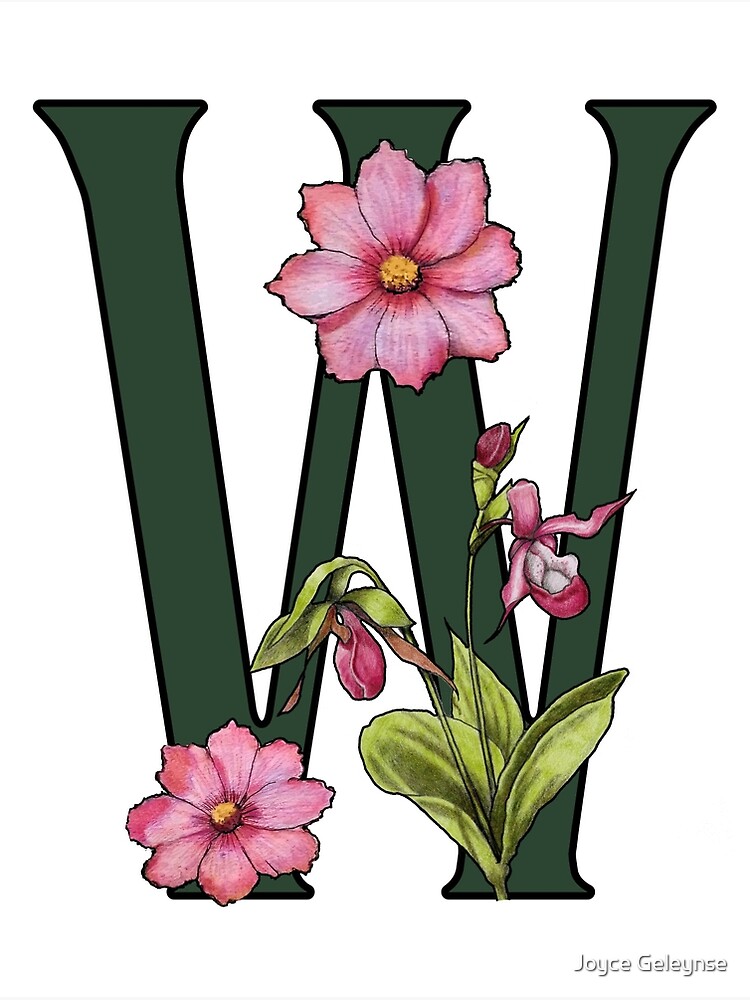"LETTER W, Initial, Monogram, Alphabet Letter, Flowers, Ladyslipper ...
