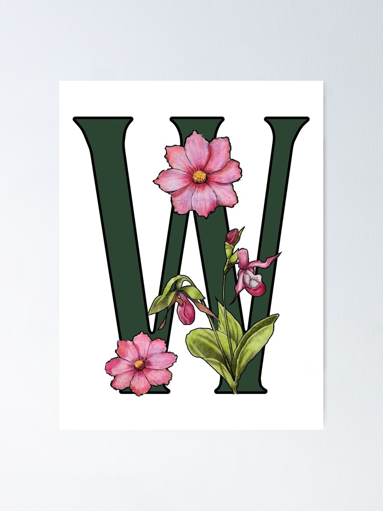 "LETTER W, Initial, Monogram, Alphabet Letter, Flowers, Ladyslipper ...