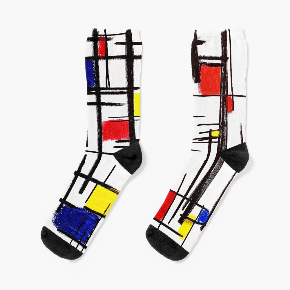 "Mondrian Minimalist De Stijl Modern Art © epitomegirl" Socks for Sale ...
