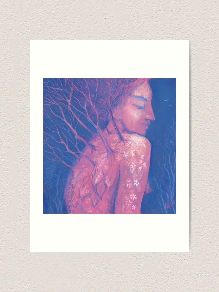 "Spring Awakening, Dryad Girl, Forest Fantasy Pastel, Blue Pink" Art ...