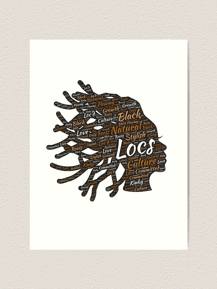 "Locs Silhouette Words in Hair Art" Art Print for Sale by ...
