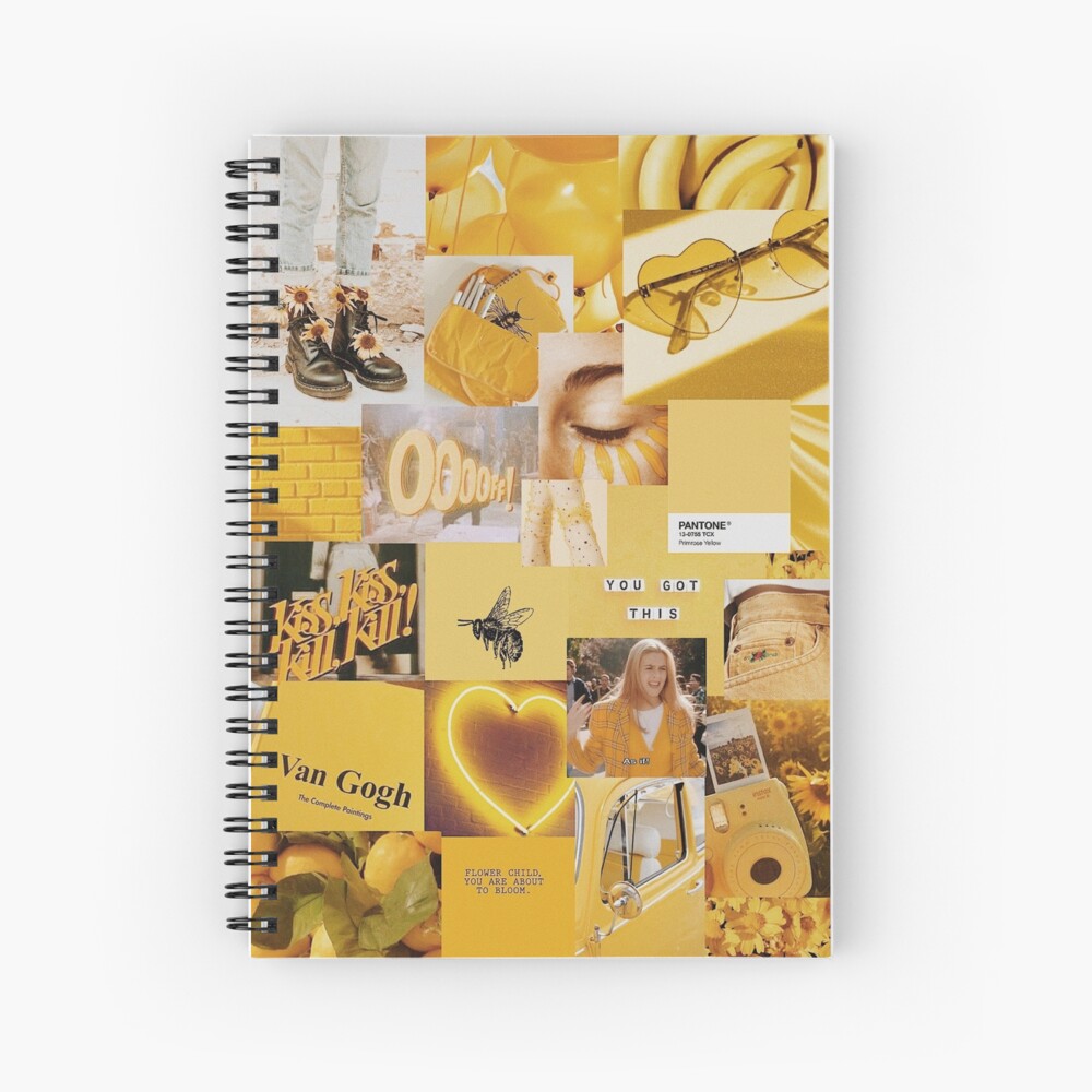 "Yellow Aesthetic Collage" Spiral Notebook for Sale by micdoom | Redbubble