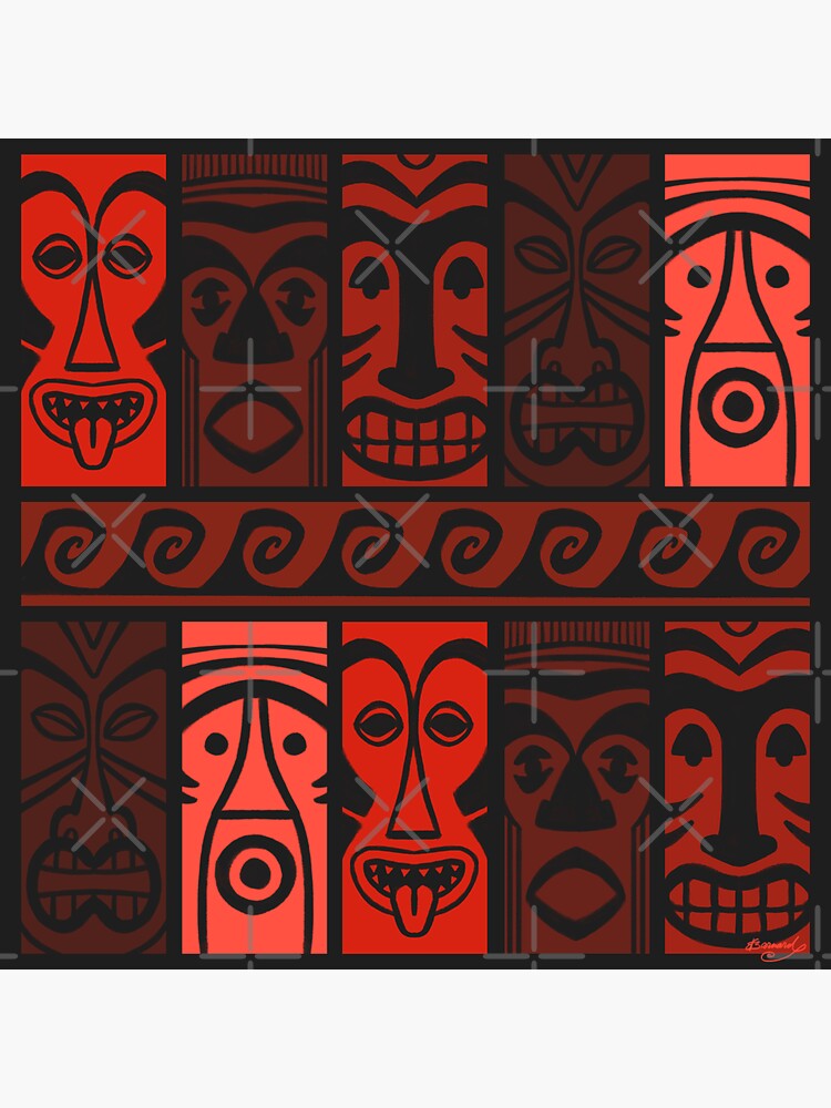 "Lava Red Tikis!" Sticker for Sale by ErinKantBarnard | Redbubble