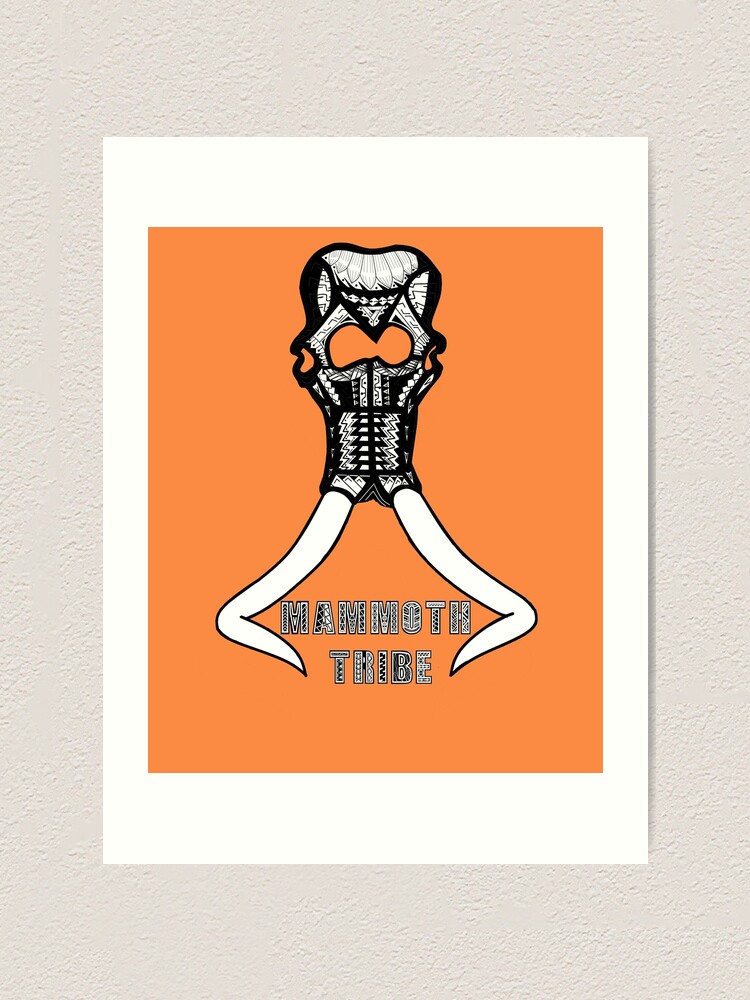 "Mammoth Tribe Mammoth Skull Mostly Black Tribal" Art Print for Sale by ...