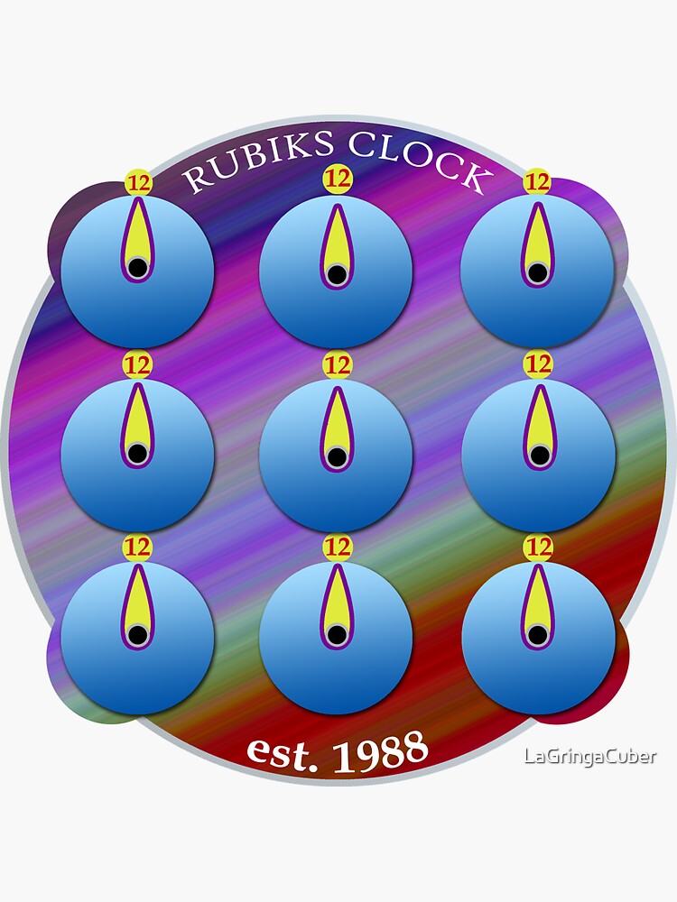 "Rubiks Clock WCA Pretty Gradient" Sticker for Sale by LaGringaCuber ...