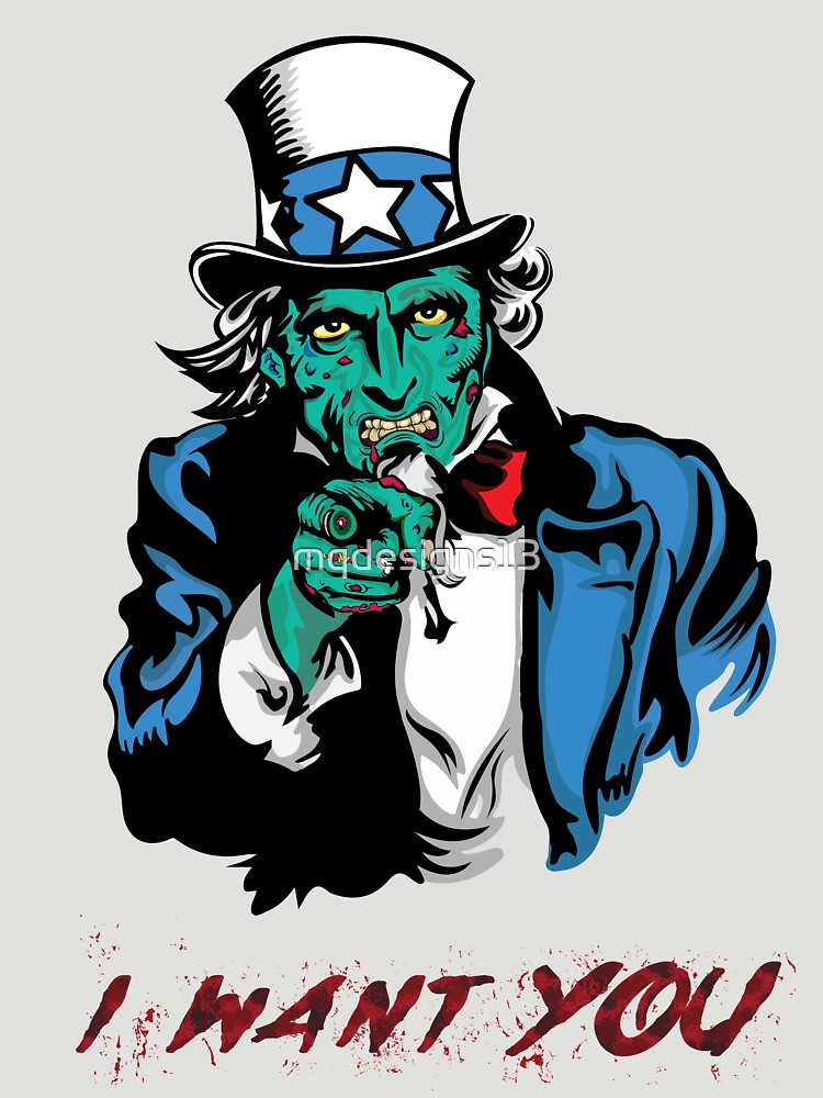 "UNCLE ZOMBIE “I WANT YOU"" T-shirt for Sale by mqdesigns13 | Redbubble ...