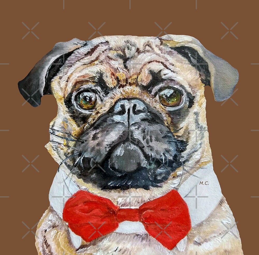 "Pug (oil painting)" by MariaSibireva | Redbubble