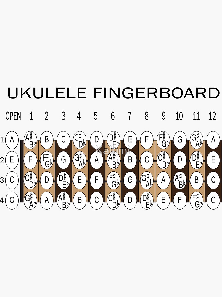 "Ukulele Fingerboard Notes" Sticker by Kalymi | Redbubble