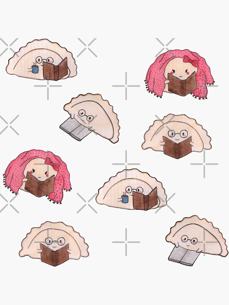 "Reading pierogi dumplings cute books" Sticker for Sale by ...