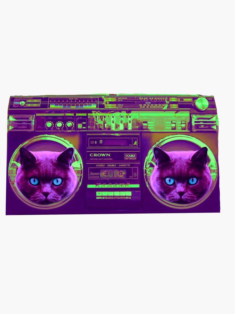" Cat Boom Box" Sticker for Sale by artwithaud | Redbubble