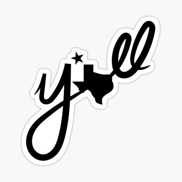 "Y'all Texas Lone Star State Cursive Black Lettering Sticker" Sticker ...