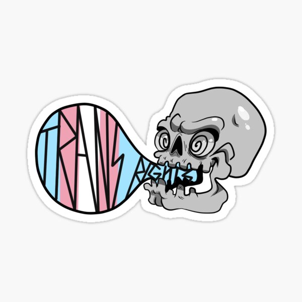 "Trans Pride Skully" Sticker for Sale by longjort | Redbubble