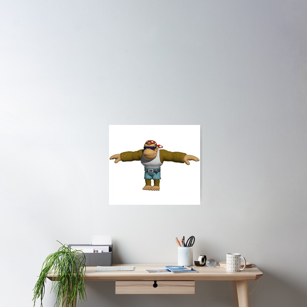 "funky kong t-pose" Poster for Sale by lukelearmonth | Redbubble