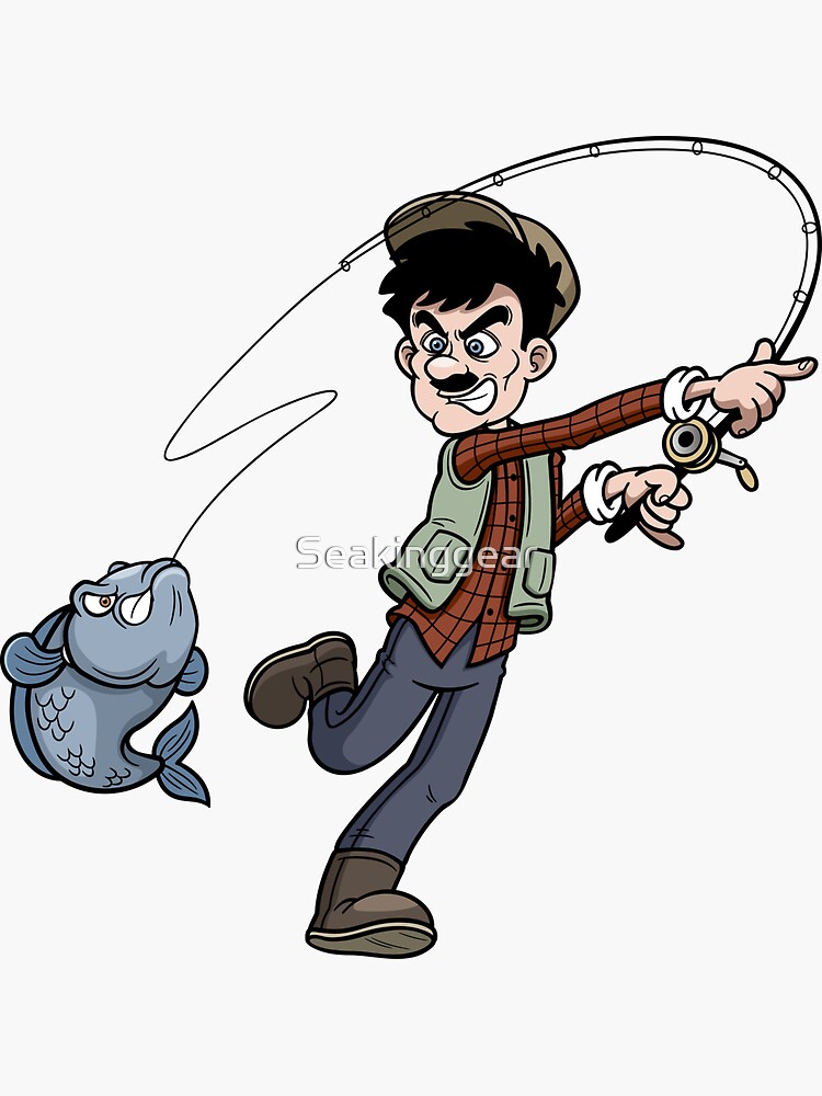 "The angry fisherman " Sticker for Sale by Seakinggear | Redbubble