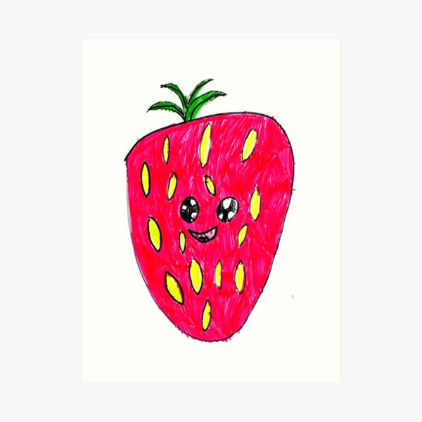 "Cute baby strawberry drawing" Art Print by hunterinbound | Redbubble