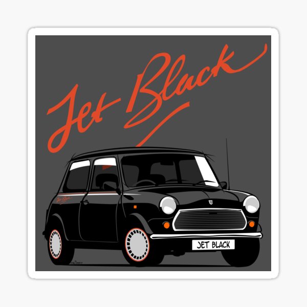 "Classic Mini Jet Black" Sticker for Sale by car2oonz | Redbubble