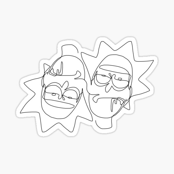 "Double Rick Head One Line Art" Sticker for Sale by LemoBoy | Redbubble