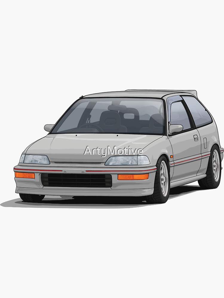 "Civic EF hatch Grey ver2" Sticker for Sale by ArtyMotive | Redbubble