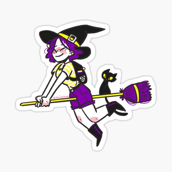 "nonbinary flag witch" Sticker by eminkw | Redbubble