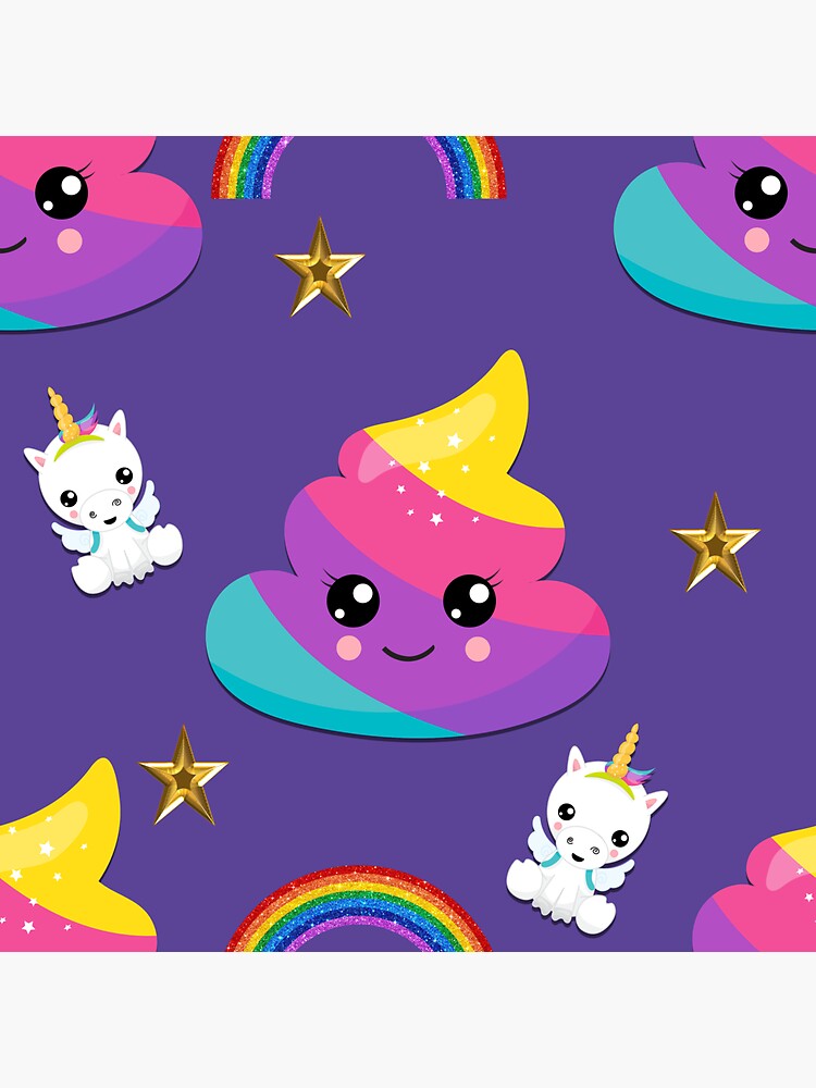 "Pretty Rainbow Unicorn Poo on Blue" Sticker for Sale by ...