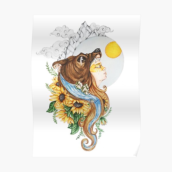"Summer Solstice Goddess with Sunflowers" Poster for Sale by ...