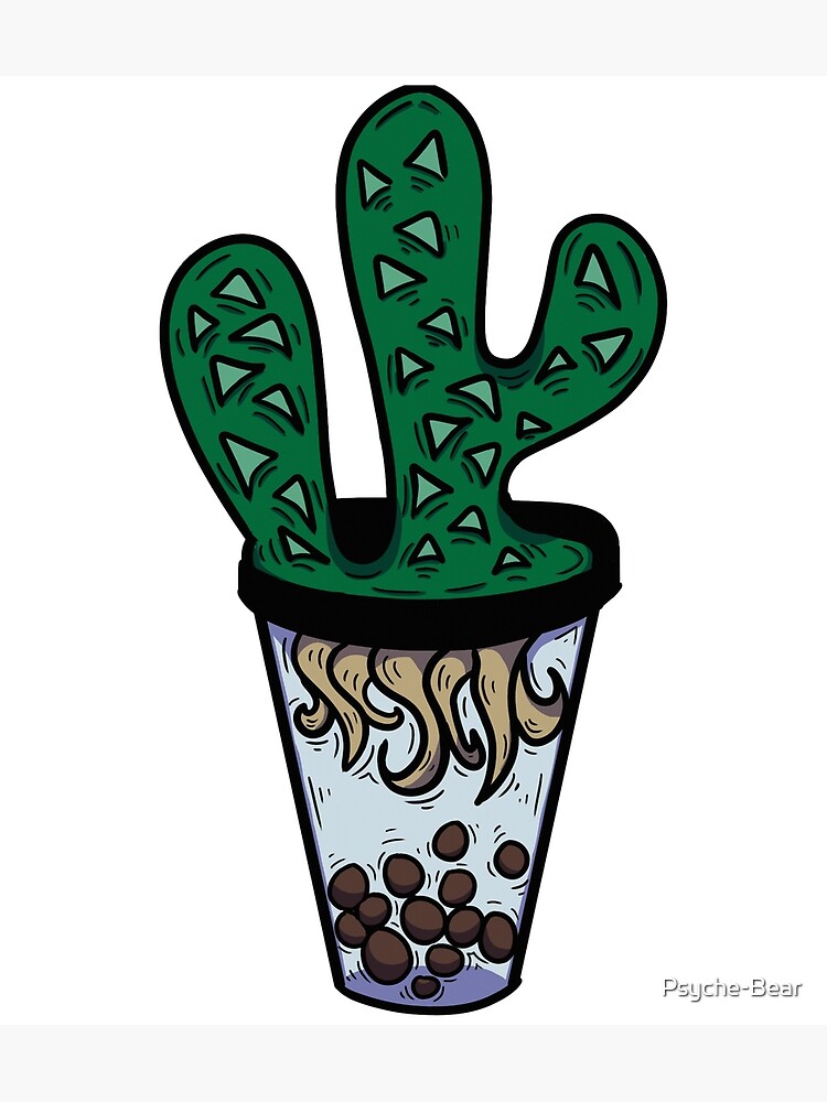 "cactus bubble tea" Art Print by Psyche-Bear | Redbubble