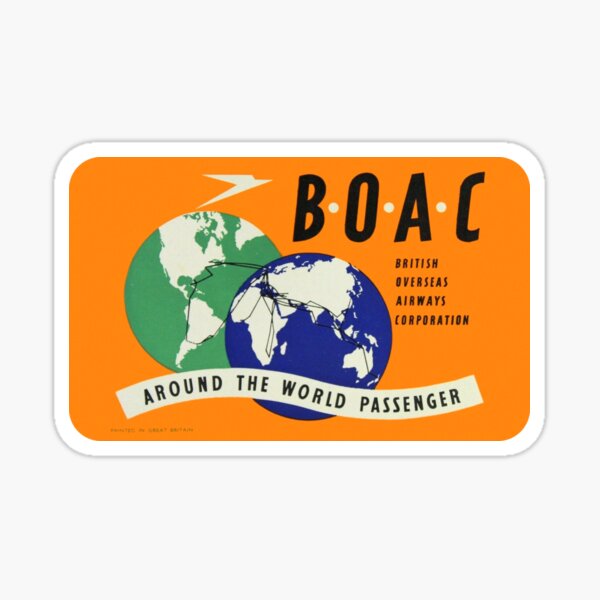 "BOAC - Around the World Passenger" Sticker for Sale by Bloxworth ...