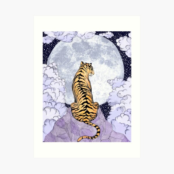 "Tiger Moon Colour Version" Art Print for Sale by ECMazur | Redbubble