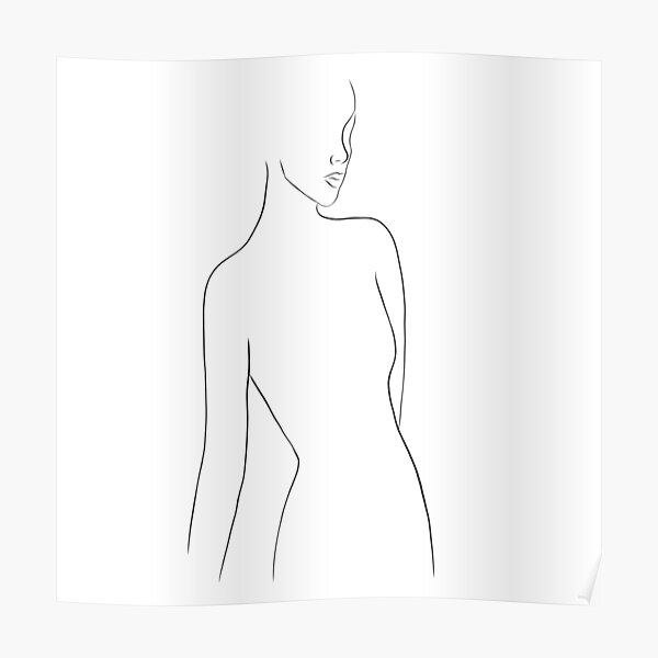 "Black line drawing woman body silhouette" Poster for Sale by Sanidra ...