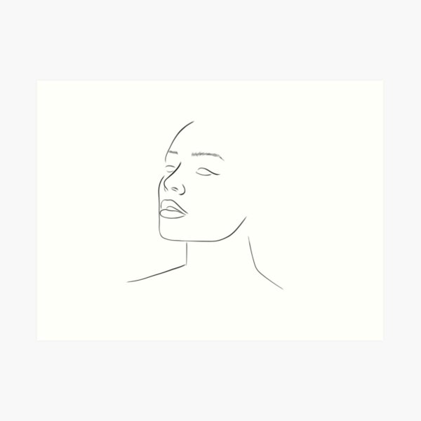 "Face black line drawing" Art Print by Sanidra | Redbubble