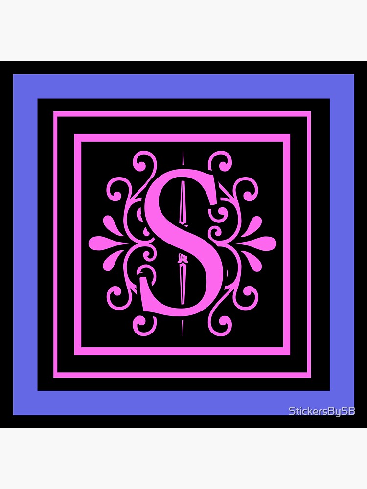 "Initial S Pink Purple Black Ornate Letter S" Sticker for Sale by ...