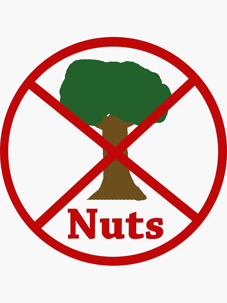 ""No Tree Nuts" Nut Allergy Awareness" Sticker for Sale by BMBVentures ...