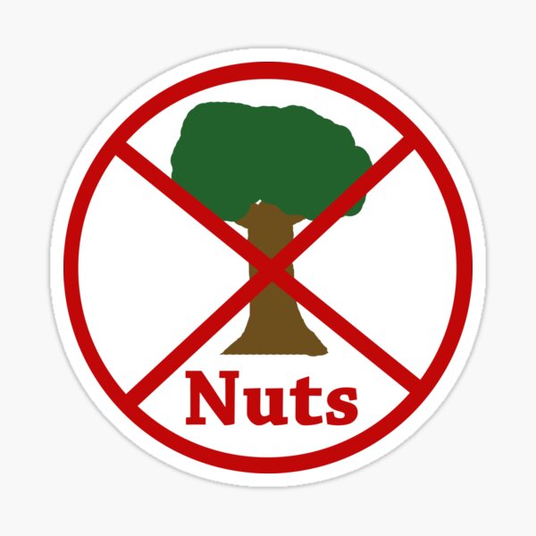 ""No Tree Nuts" Nut Allergy Awareness" Sticker for Sale by BMBVentures ...