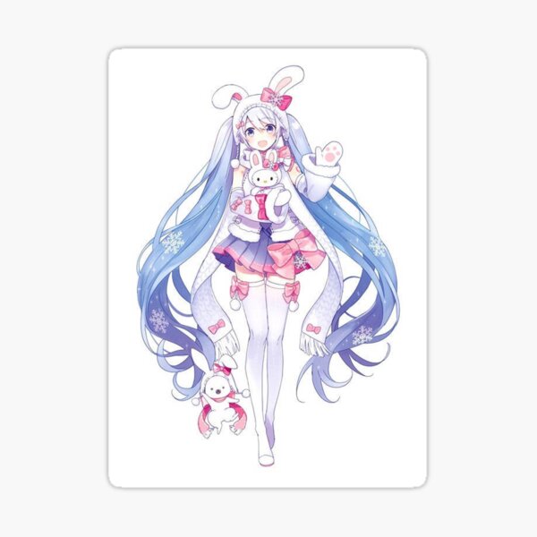 "Snow Rabbit Miku" Sticker for Sale by feemac35 | Redbubble