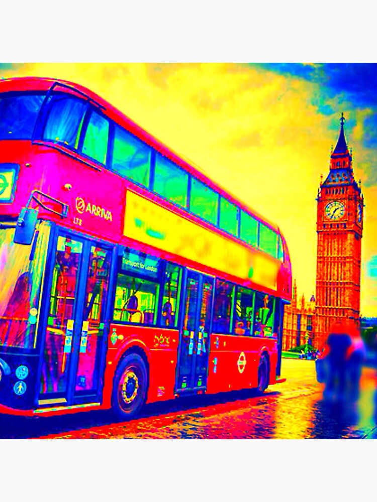 "London bus Big Ben vibrant landscape vibrancy cartoon collection ...
