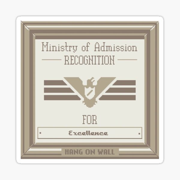 "Papers, Please Excellence Plaque (Silver)" Sticker for Sale by ...