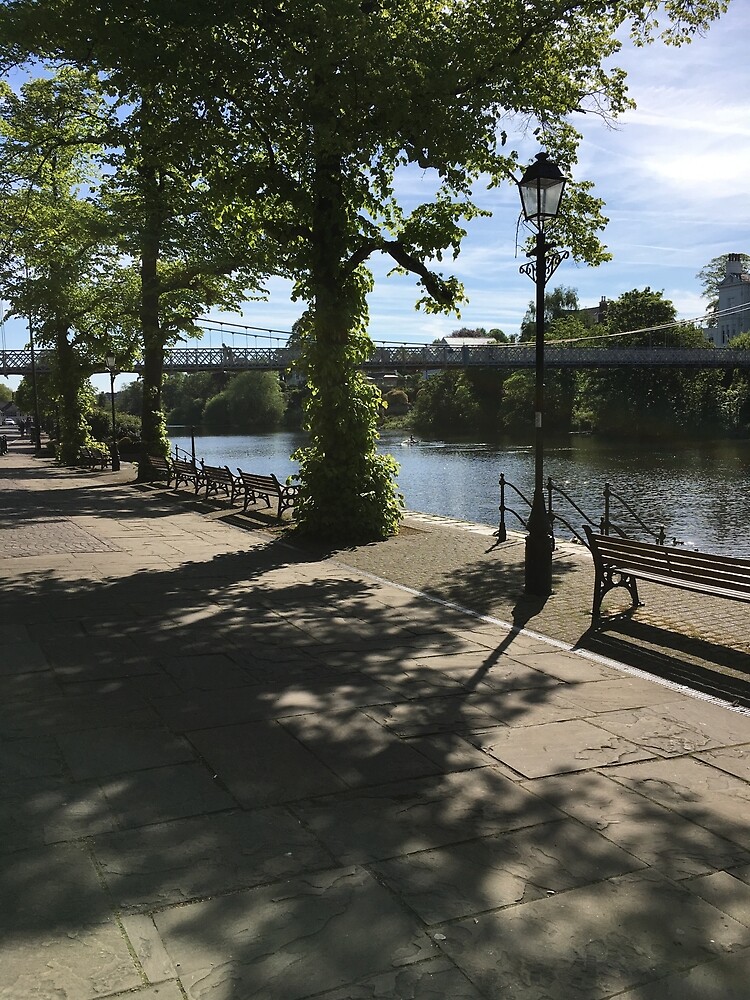 "River Walk in Chester, England, Queen's Park Bridge in Background ...
