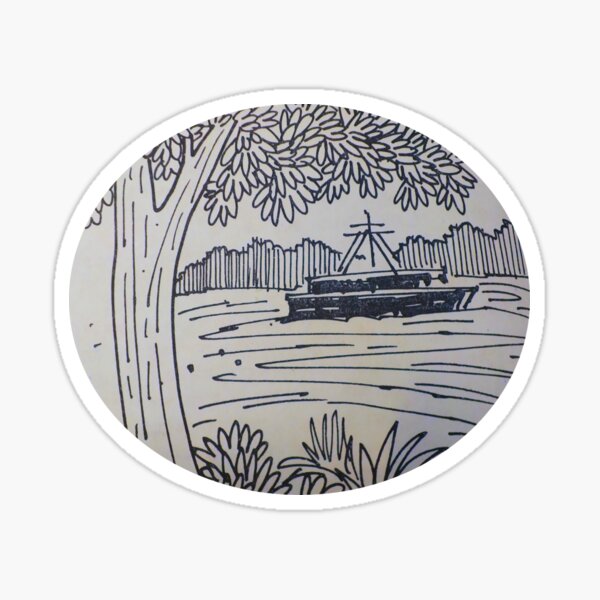 "Vintage Marine Vessel Art stickers : An Oval Naval Quest design ...