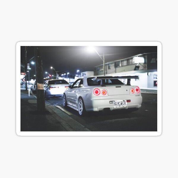 "Nissan GT-R R34 Skyline" Sticker for Sale by SkyzArt | Redbubble