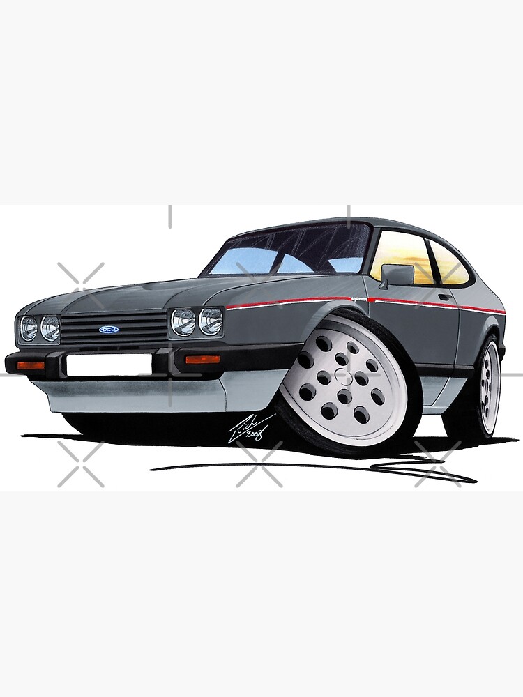 "Ford Capri (Mk3) 2.8i Grey/Silver - Caricature Car Art" Poster by ...