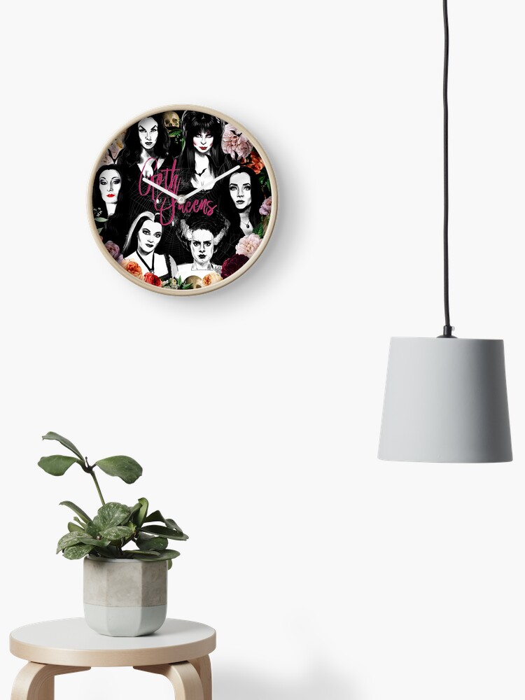 "Goth Queens - Elvira, Vampira, Lily, Morticia, Frankenstein" Clock for ...