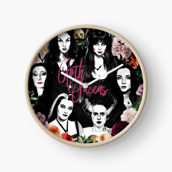 "Goth Queens - Elvira, Vampira, Lily, Morticia, Frankenstein" Clock for ...