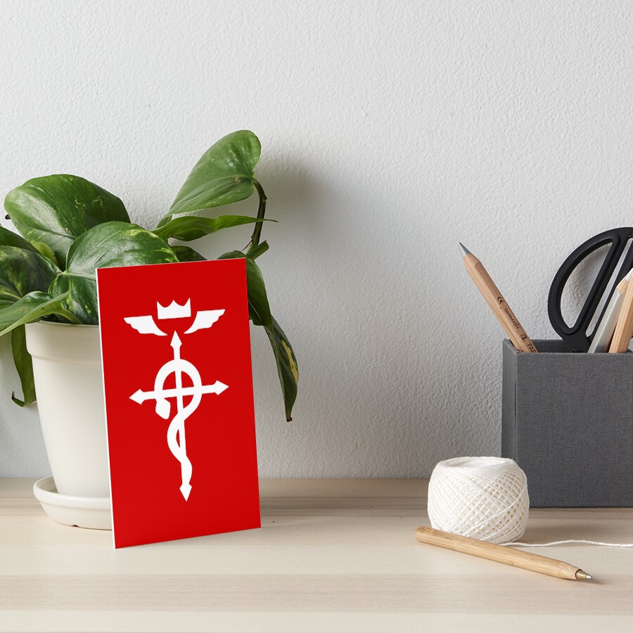 "Flamel Cross red and white- Fullmetal alchemist" Art Board Print by ...