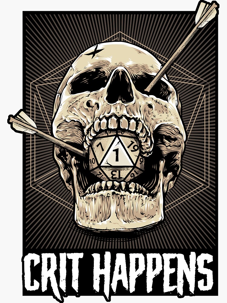 "DND D20 T-shirt - DND Crit Happens " Sticker for Sale by Dillonm ...