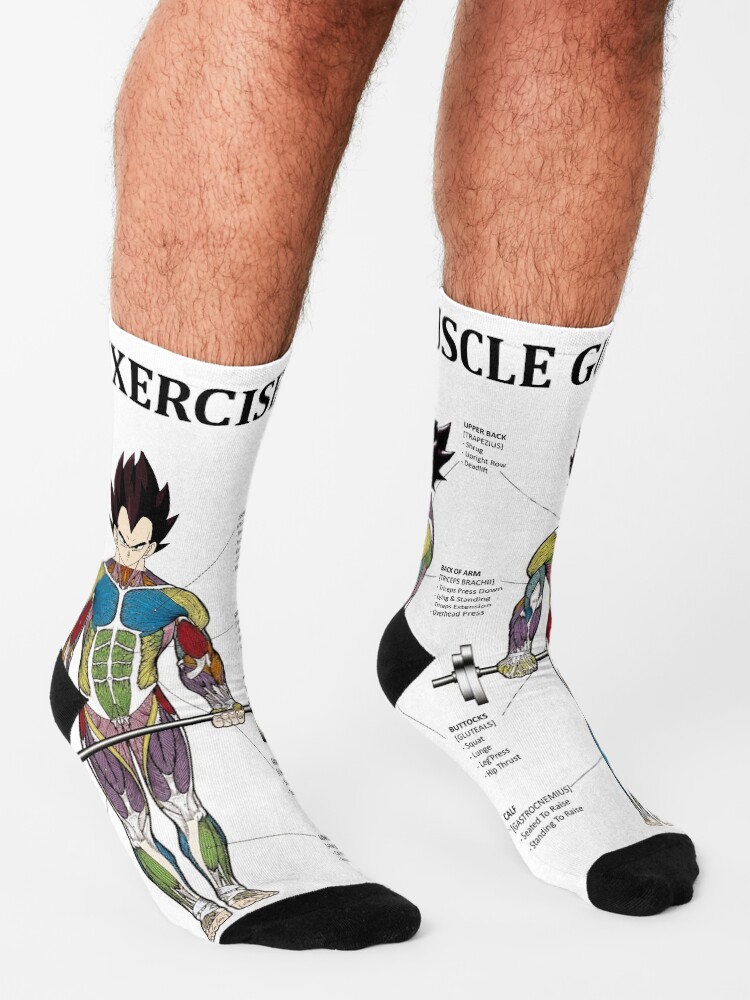 "Bodybuilding, Exercise Anatomy Chart, Muscle Diagram, Anime" Socks for ...