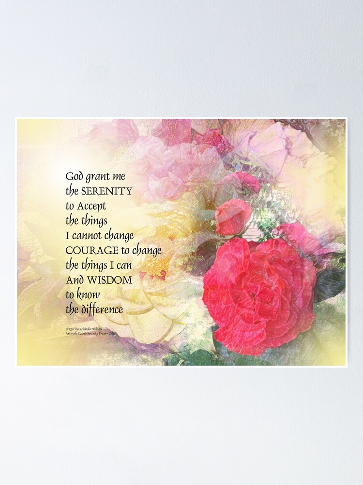 "Serenity Prayer Peonies and Roses" Poster for Sale by serenitygifts ...