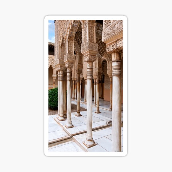 "Alhambra Columns in the Court of the Lions" Sticker by WWestmoreland ...