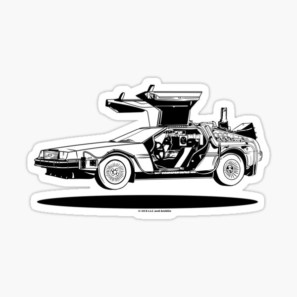 "DeLorean time machine" Sticker for Sale by LICENSEDLEGIT | Redbubble