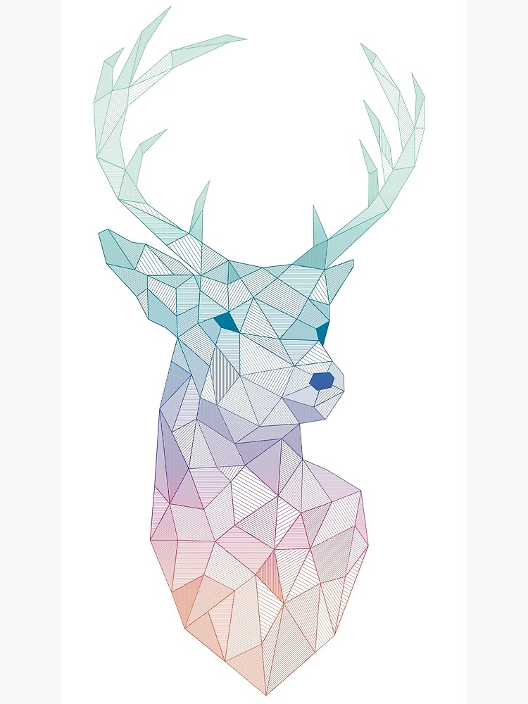 "Gradient crosshatch polygon art - Deer" Canvas Print for Sale by ...